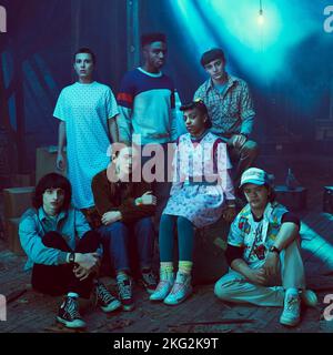 (L-R) Noah Schnapp, Finn Wolfhard and Caleb McLaughlin arrives at the ...