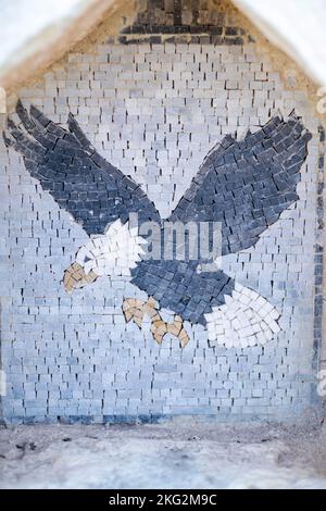Eagle wall mosaic in Droushia village, Paphos Region, Cyprus Stock ...