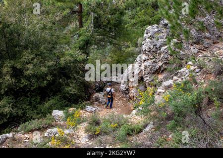 Pilgrim walking in the Qadisha sacred valley of northern Lebanon Stock ...