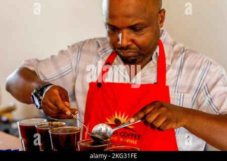 Cupping lab, coffee tasting session, Kigali, Rwanda Stock Photo - Alamy