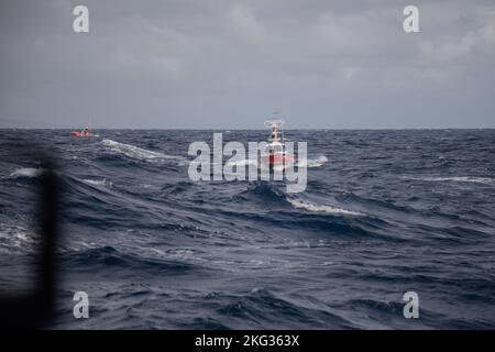 An ST Engineering vessel equipped with the AUTONOMAST system, conducts ...