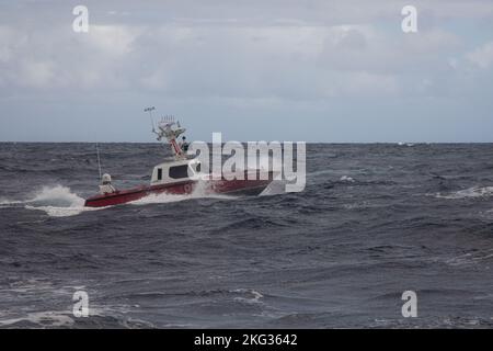 An ST Engineering vessel equipped with the AUTONOMAST system, conducts ...