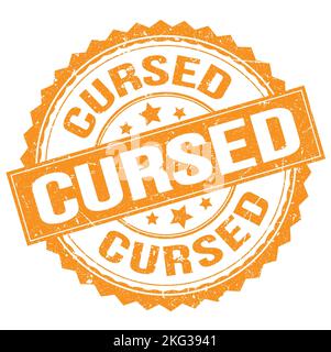 CURSED text written on orange rectangle stamp sign Stock Photo - Alamy