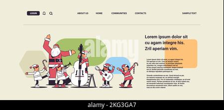 elves with musical instruments santa helpers playing guitar and trumpet ...