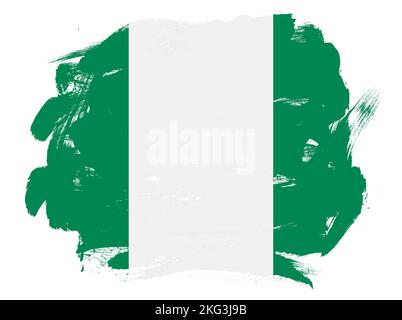 Nigeria flag on abstract stroke brush background Stock Photo - Alamy