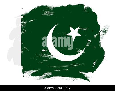 Pakistan flag on abstract stroke brush background Stock Photo - Alamy