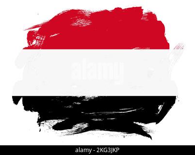 Yemen flag on abstract stroke brush background Stock Photo - Alamy