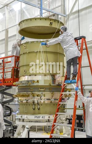 LOFTID Spacecraft PASS-C Adapter Lift and Mate to Stack. Technicians ...