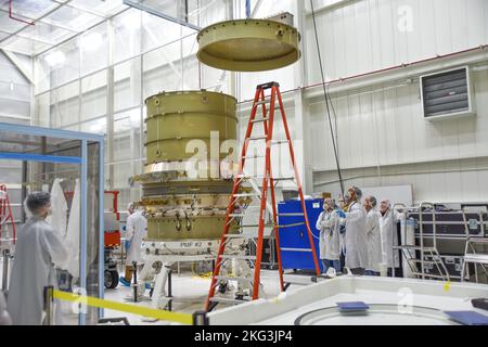 LOFTID Spacecraft PASS-C Adapter Lift and Mate to Stack. Technicians ...