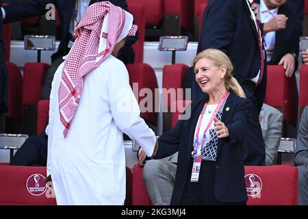 Debbie Hewitt, Chairwoman of the FA attends the match between England ...