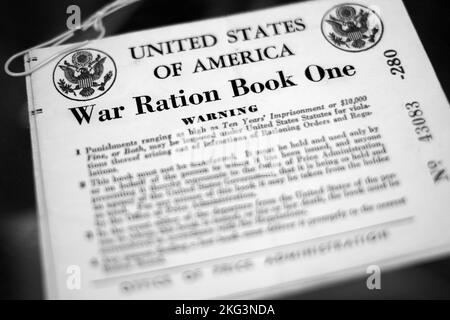 A British food ration coupon book. Introduced in 1940 during the Second ...