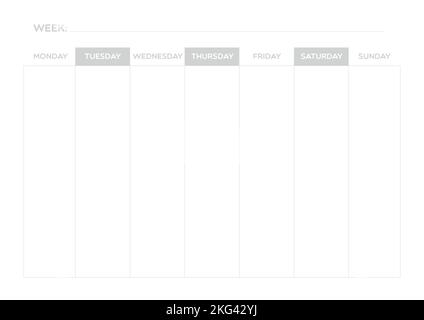 Weekly planner grey color. Printable template. Vector illustration ...