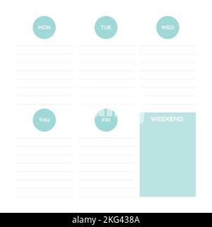 Weekly planner grey color. Square format. Printable template. Vector ...