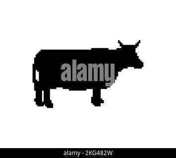 Cow pixel art. 8 bit farm animal cartoon. vector illustration Stock Vector Image & Art - Alamy