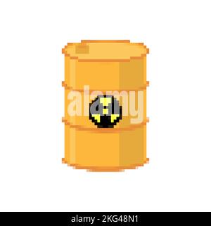 Chemical waste barrel pixel art. 8 bit Toxic refuse keg. pixelated ...