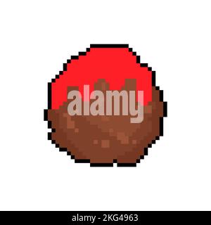 Meatball pixel art. 8 bit ball of meat. pixelated food Vector ...