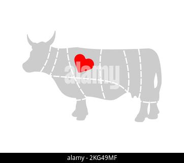 Love Cow cutting meat. Butcher Manual butchering beef carcasses Stock ...