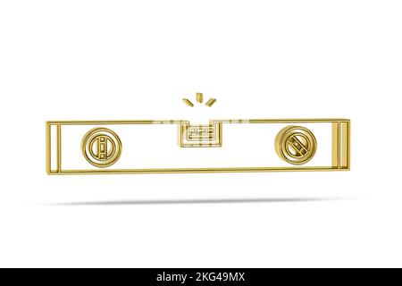 Golden 3d spirit level icon isolated on white background - 3d render ...