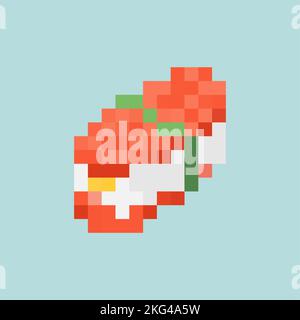 Sushi rolls pixel art isolated. 8 bit Traditional Japanese food ...