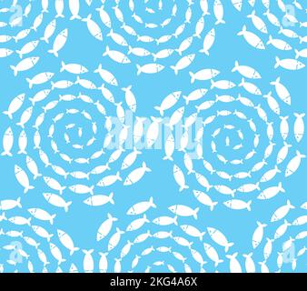 School of fish circular pattern seamless. Fishes swarm circle ...