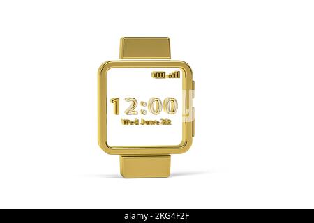 Golden 3d smart watch icon isolated on white background - 3D render ...
