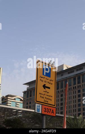 Dubai, RTA - A zone Parking Sign Board Stock Photo - Alamy