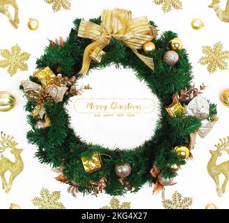 Christmas background with festive decoration and text - Merry Christmas ...