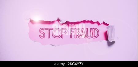 Hand writing sign Stop Fraud. Business concept campaign advices people ...
