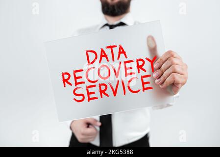 Text caption presenting Data Recovery Service, Business concept Process ...