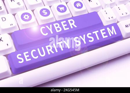 Hand writing sign Cyber Security. Business showcase Protect a computer ...