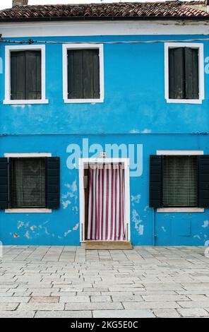 Venice Italy, two story building facade, carved brickwork rustication ...