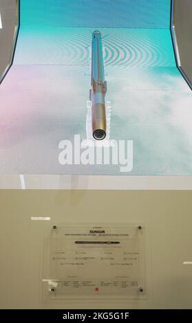 Man-portable surface-to-air missile 9K38 Igla (SA-18 Grouse) fired by ...