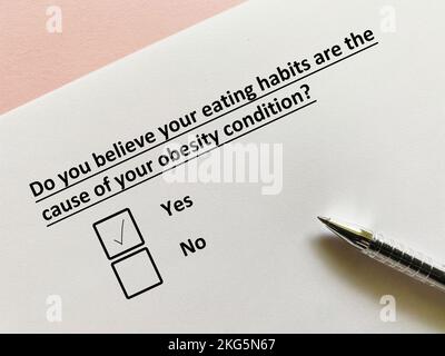 One person is answering question about eating out Stock Photo - Alamy