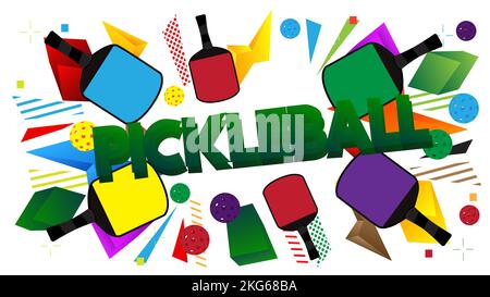 Pickleball. Word written with Children's font in cartoon style Stock ...