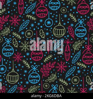 ABSTRACT HYGGE CHRISTMAS New Year Winter Holiday Floral Hand Drawn ...