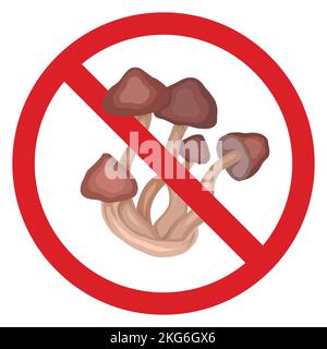 Prohibition sign with poisonous mushroom. Vector chanterelle in the ...