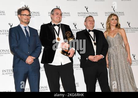 Winner in Drama Series for "Vigil", Jake Lushington and Tom Edge pose ...