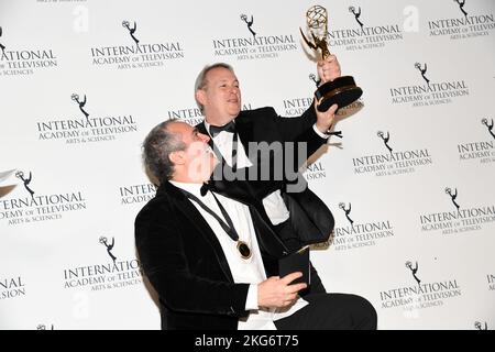 Winner in Drama Series for "Vigil", Jake Lushington and Tom Edge pose ...