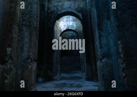 The Piscina Mirabilis ancient Roman cistern on the Bacoli hill in ...
