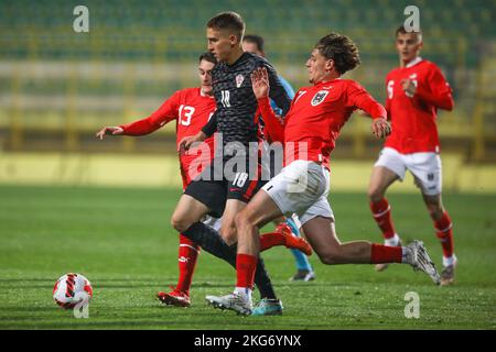 Stipe Biuk of Croatia and Luca Kronberger of Austria during the ...