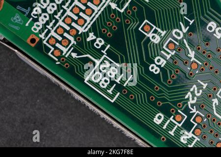 A closeup of a computer motherboard showing complicated circuits Stock ...