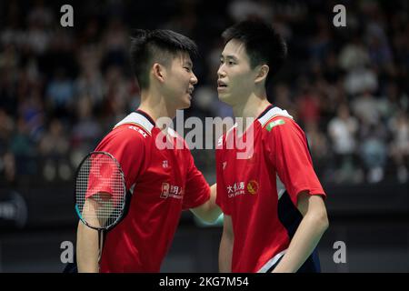 Liu Yu Chen (L) and Ou Xuan Yi (R) of China are seen during the 2022 ...