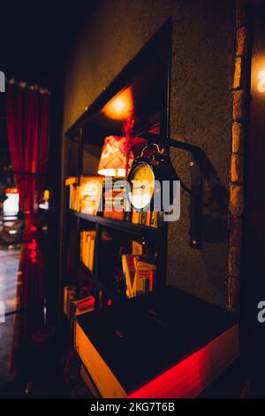 Restaurant interior and ornamental clock Stock Photo - Alamy