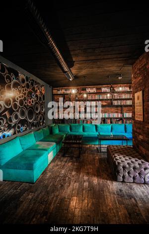 Books on shelves in restaurant and library Stock Photo - Alamy