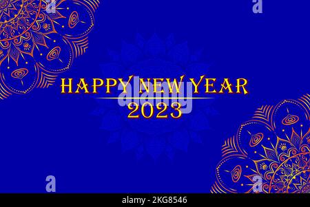 Welcome 2023 banner or poster with mandala art, happy new year 2023 ...