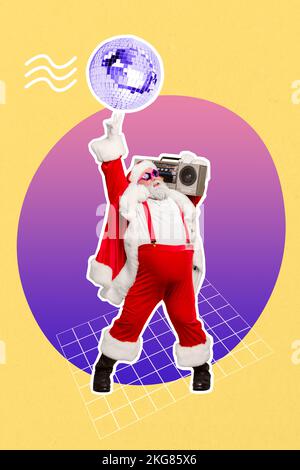 Vertical creative collage image of overjoyed positive girl enjoy ...