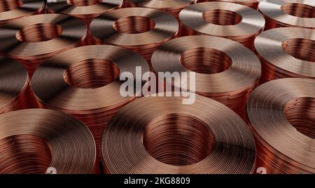 3d rendering roll of copper sheets or heap of copper tapes Stock Photo ...