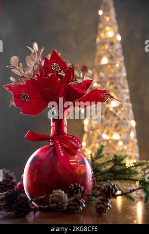 Beautiful Christmas composition on light background Stock Photo - Alamy