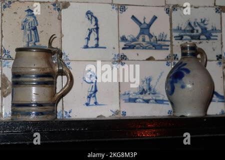 Dutch blue and white Delftware tiles at the entrance to a building in ...