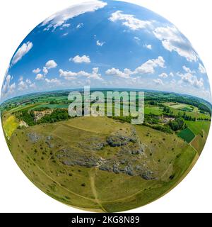 Aerial view to the Ofnet Caves on the border of the Ries Crater in ...